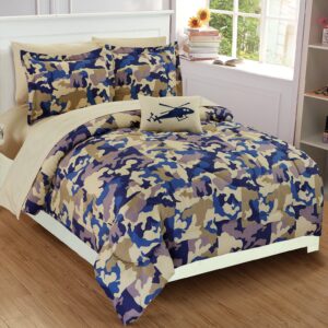 Fancy Linen Kids/Teens Comforter Set Army Camouflage Beige Taupe Blue Comforter Set New # Camouflage (Twin)