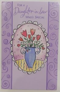 happy birthday daughter-in-law greeting card - loving wishes (purple flowers)