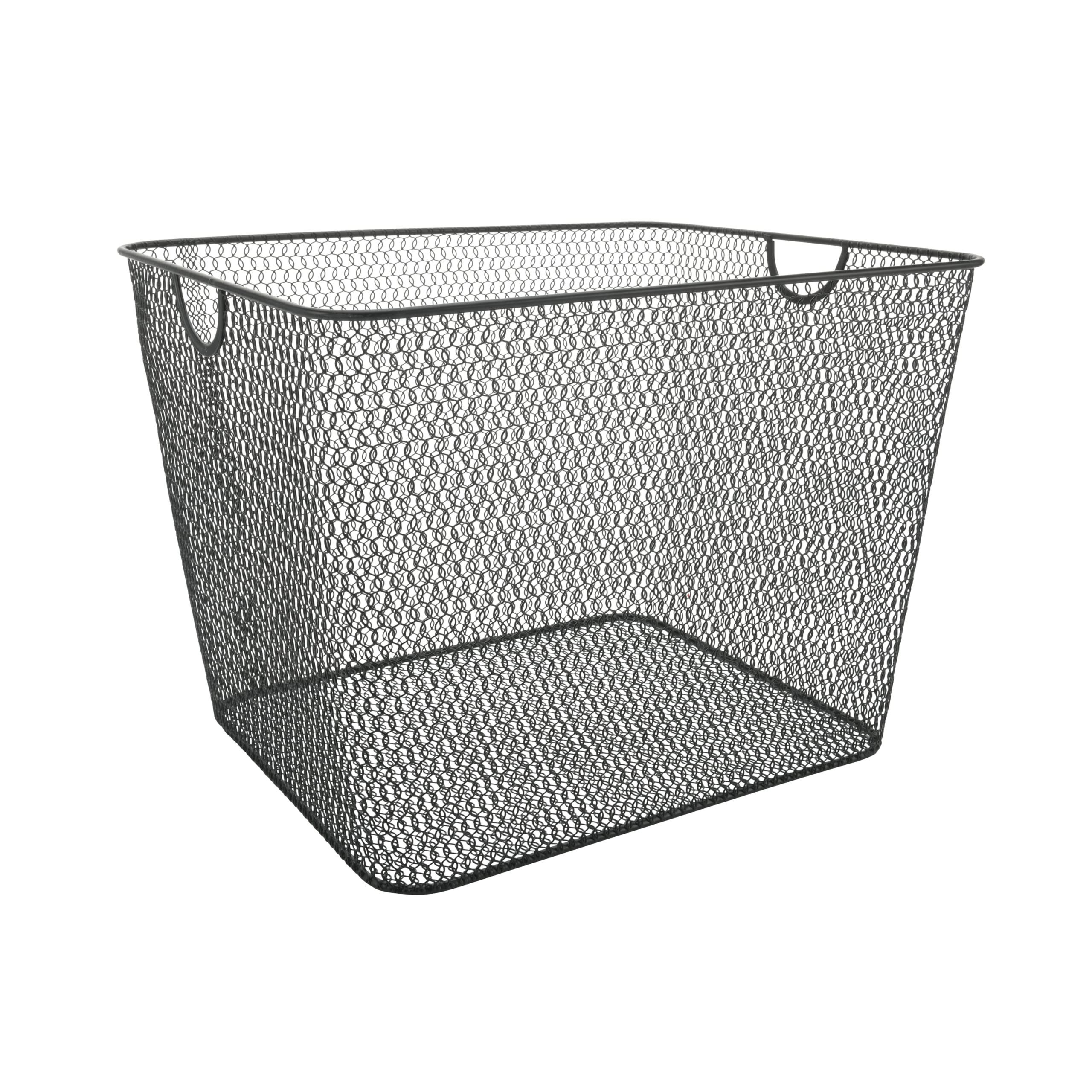 YBM Home Wire Mesh Kitchen Storage Basket Organizer for Organizing Household Pantry and Kitchen Cabinets - Multipurpose Wire Storage Baskets for Home, Dorm Room, Garage, Black