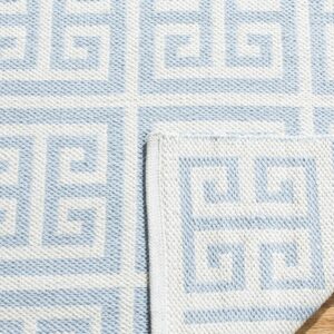 SAFAVIEH Montauk Collection Area Rug - 8' x 10', Light Blue & Ivory, Handmade Greek Key Cotton, Ideal for High Traffic Areas in Living Room, Bedroom (MTK724K)