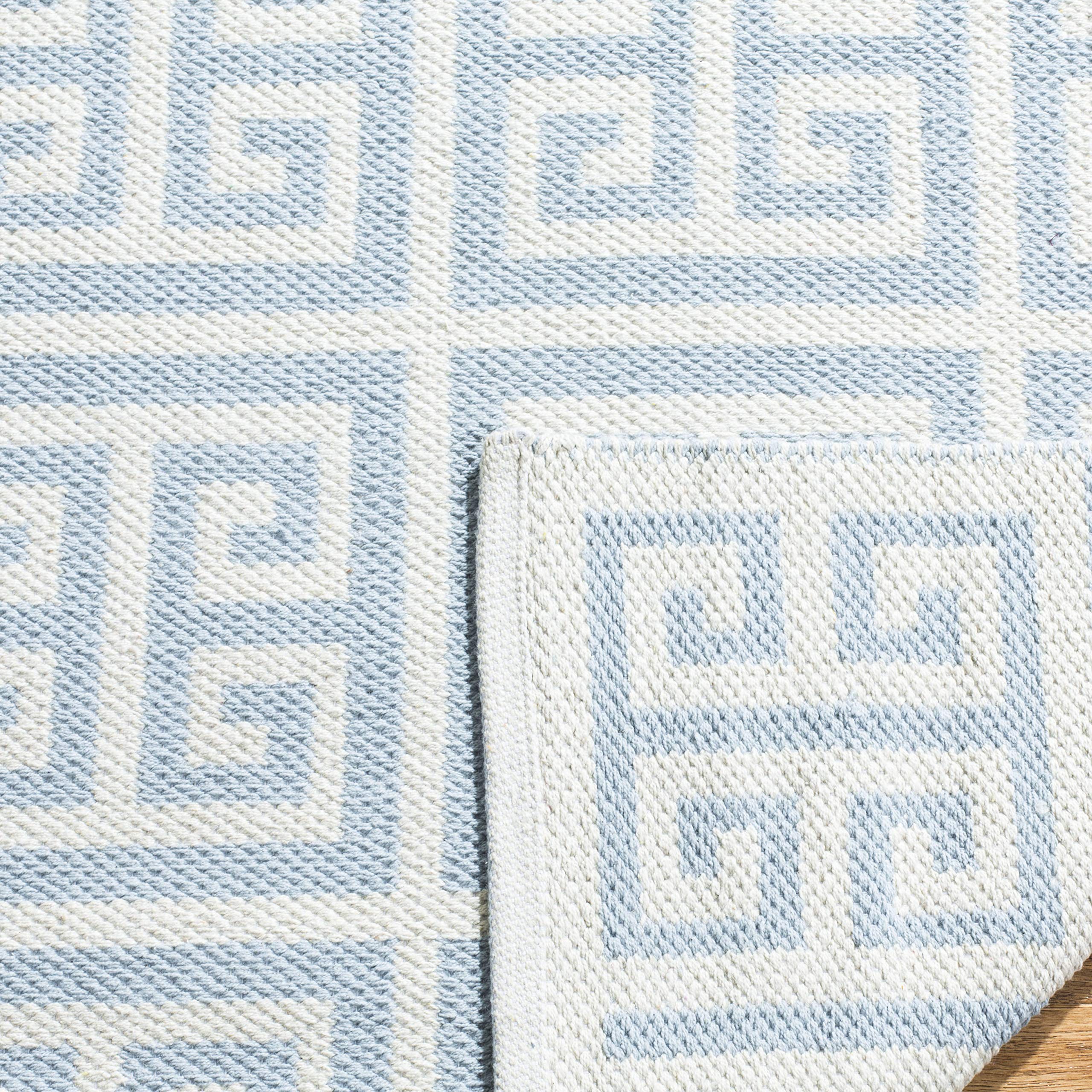 SAFAVIEH Montauk Collection Area Rug - 8' x 10', Light Blue & Ivory, Handmade Greek Key Cotton, Ideal for High Traffic Areas in Living Room, Bedroom (MTK724K)