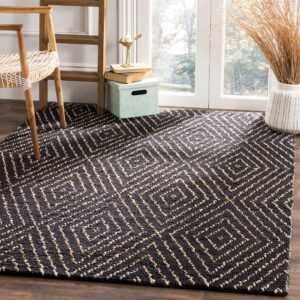 safavieh bohemian collection accent rug - 4' x 6', black & ivory, handmade moroccan tribal jute, ideal for high traffic areas in entryway, living room, bedroom (boh702a)