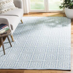 safavieh montauk collection area rug - 8' x 10', light blue & ivory, handmade greek key cotton, ideal for high traffic areas in living room, bedroom (mtk724k)