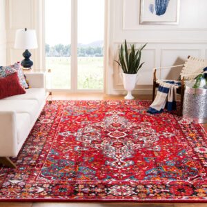 safavieh vintage hamadan collection area rug - 8' x 10', red & multi, oriental traditional persian design, non-shedding & easy care, ideal for high traffic areas in living room, bedroom (vth222a)