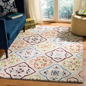 safavieh sagamore collection area rug - 8' x 10', light grey & terracotta, floral trellis design, non-shedding & easy care, ideal for high traffic areas in living room, bedroom (sag425a)