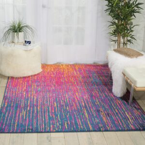 nourison passion abstract multicolor 3'9" x 5'9" area -rug, easy -cleaning, non shedding, bed room, living room, dining room, kitchen (4x6)