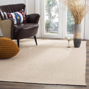 safavieh montauk collection accent rug - 2'6" x 4', ivory & light blue, handmade cotton, ideal for high traffic areas in entryway, living room, bedroom (mtk717b)