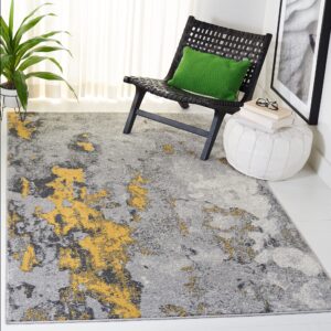 safavieh adirondack collection area rug - 5'1" x 7'6", grey & yellow, modern abstract design, non-shedding & easy care, ideal for high traffic areas in living room, bedroom (adr134h)