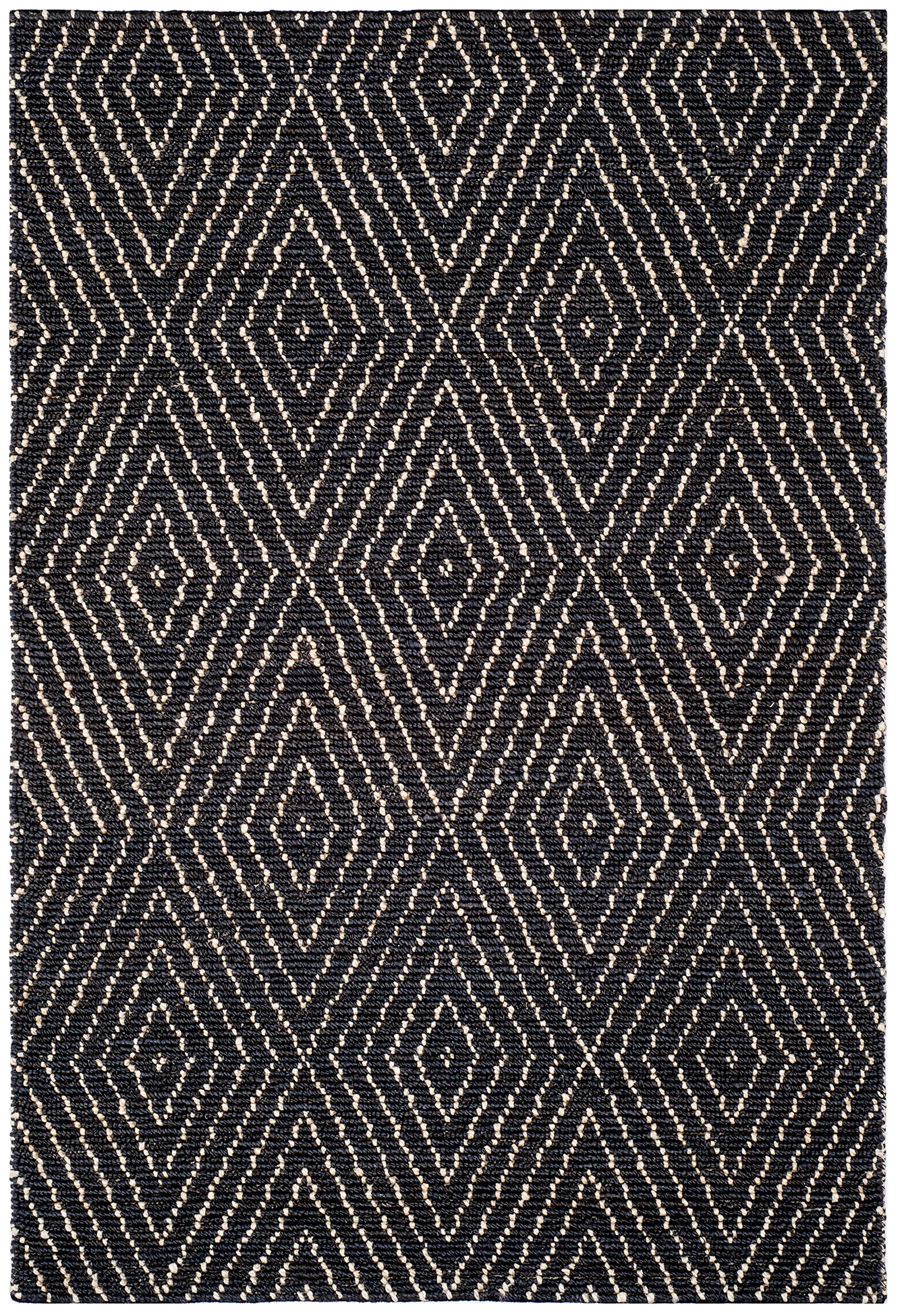 SAFAVIEH Bohemian Collection Accent Rug - 4' x 6', Black & Ivory, Handmade Moroccan Tribal Jute, Ideal for High Traffic Areas in Entryway, Living Room, Bedroom (BOH702A)