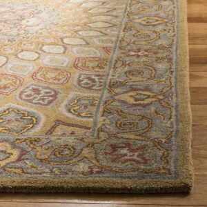 SAFAVIEH Heritage Collection Area Rug - 6' x 9', Light Brown & Grey, Handmade Traditional Oriental Wool, Ideal for High Traffic Areas in Living Room, Bedroom (HG914A)