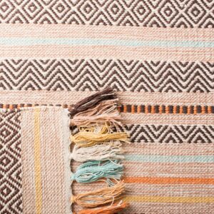 SAFAVIEH Montauk Collection Accent Rug - 3' x 5', Beige & Multi, Handmade Boho Stripe Fringe Cotton, Ideal for High Traffic Areas in Entryway, Living Room, Bedroom (MTK901A)