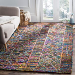 safavieh nantucket collection area rug - 8' x 10', multi, handmade boho cotton, ideal for high traffic areas in living room, bedroom (nan402a)