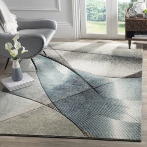 safavieh hollywood collection accent rug - 4' x 6', grey & teal, mid-century modern design, non-shedding & easy care, ideal for high traffic areas in entryway, living room, bedroom (hlw715d)