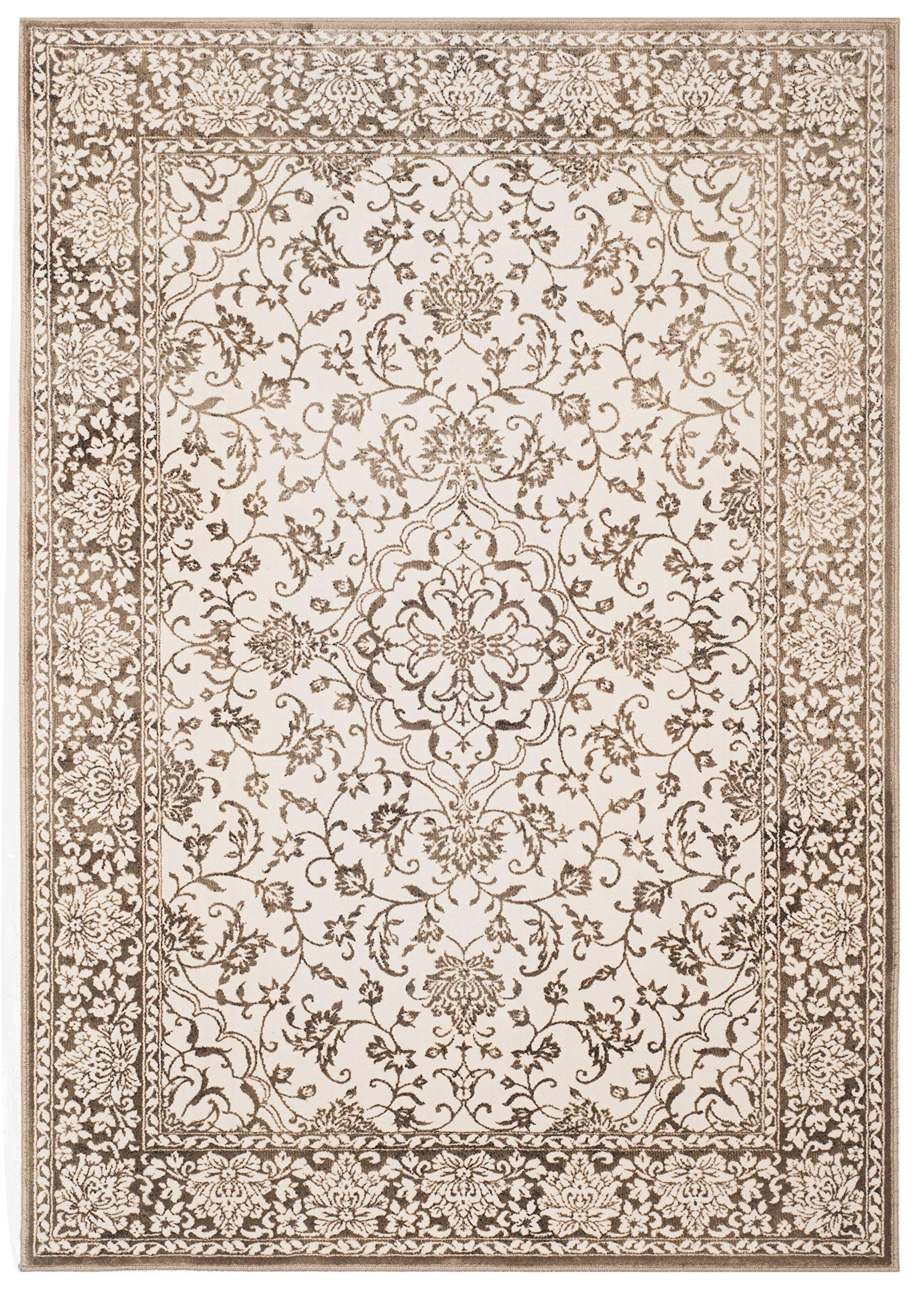 SAFAVIEH Noble Collection Area Rug - 5'1" x 7'6", Brown & Creme, Distressed Viscose Design, Ideal for High Traffic Areas in Living Room, Bedroom (NBL659-5280)