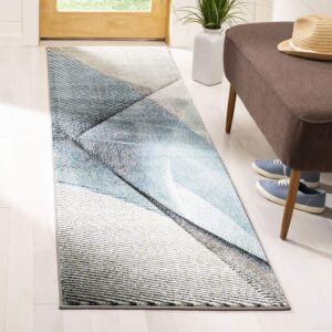 safavieh hollywood collection runner rug - 2'3" x 8', grey & teal, mid-century modern design, non-shedding & easy care, ideal for high traffic areas in living room, bedroom (hlw715d)