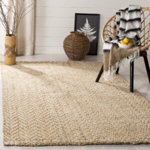 safavieh natural fiber collection area rug - 6' x 9', ivory & natural, handmade jute, ideal for high traffic areas in living room, bedroom (nf264a)