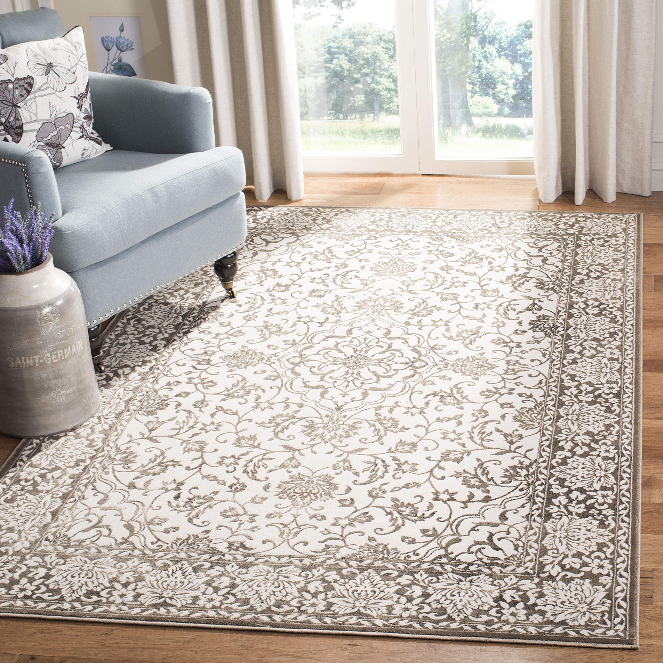 SAFAVIEH Noble Collection Area Rug - 5'1" x 7'6", Brown & Creme, Distressed Viscose Design, Ideal for High Traffic Areas in Living Room, Bedroom (NBL659-5280)