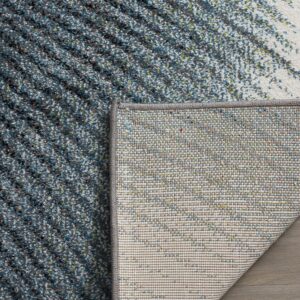 SAFAVIEH Hollywood Collection Accent Rug - 4' x 6', Grey & Teal, Mid-Century Modern Design, Non-Shedding & Easy Care, Ideal for High Traffic Areas in Entryway, Living Room, Bedroom (HLW715D)