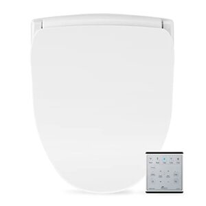 bio bidet slim two electric bidet toilet seat round, warm water, heated seat, night light, front and rear wash, wireless remote control, white