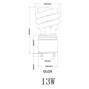 KOR (4 Pack) 13 Watt Mini Spiral - GU24 Base - (60W Equivalent) - T2 Mini-Twist - CFL Light Bulb (Warm White (2700K), CFL)