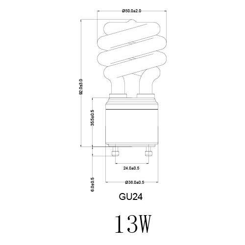 KOR (4 Pack) 13 Watt Mini Spiral - GU24 Base - (60W Equivalent) - T2 Mini-Twist - CFL Light Bulb (Warm White (2700K), CFL)