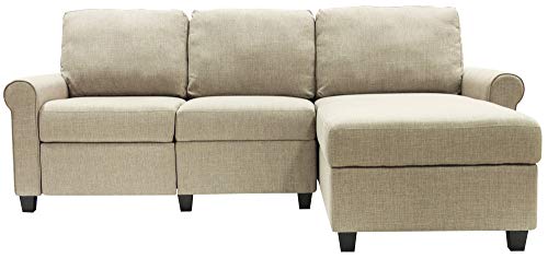 Serta Copenhagen Reclining Sofa Small Couch with Built-in Storage, Low-Maintenance & Family-Friendly Fabric, Right Sectional, Dusk Beige