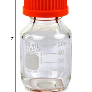 Corning PYREX 1395-50, 50mL Round Media Storage Bottles, with GL32 Screw Cap (Single)