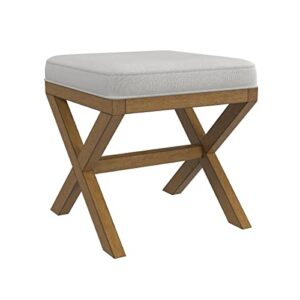 hillsdale somerset backless wood vanity stool for makeup room or bathroom, dark driftwood