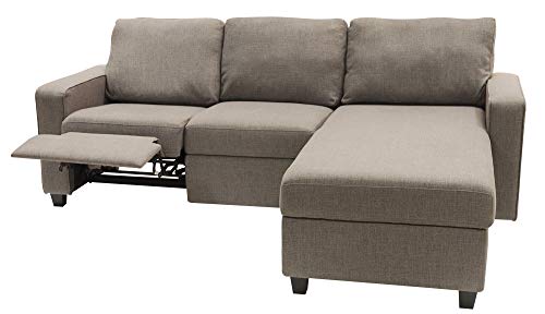 Serta Palisades Reclining Sectional Sofa with Right Chaise, Small Couch with Built-In Storage, Low-Maintenance & Family-Friendly Fabric, Oatmeal