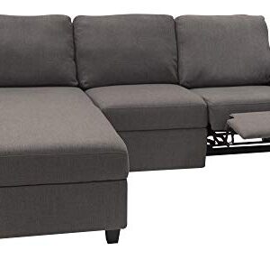 Serta Palisades Reclining Sectional Sofa with Left Storage Chaise, Small Couch with Built-In Storage, Low-Maintenance & Family-Friendly Fabric, Gray