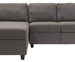 Serta Palisades Reclining Sectional Sofa with Left Storage Chaise, Small Couch with Built-In Storage, Low-Maintenance & Family-Friendly Fabric, Gray