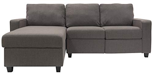 Serta Palisades Reclining Sectional Sofa with Left Storage Chaise, Small Couch with Built-In Storage, Low-Maintenance & Family-Friendly Fabric, Gray