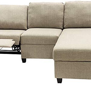 Serta Copenhagen Reclining Sofa Small Couch with Built-in Storage, Low-Maintenance & Family-Friendly Fabric, Right Sectional, Dusk Beige