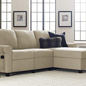 Serta Copenhagen Reclining Sofa Small Couch with Built-in Storage, Low-Maintenance & Family-Friendly Fabric, Right Sectional, Dusk Beige