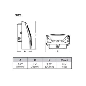 Hubbell Outdoor Lighting SG2-50-PCU SG Sling Series Slender wallpack/floodlight, 51W, 120-277V, 5000K, Bronze