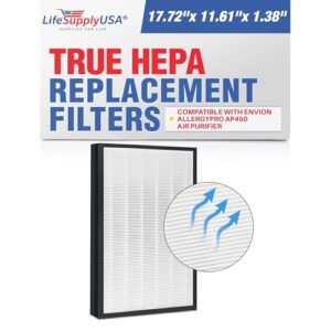 lifesupplyusa true hepa filter replacement compatible with envion allergypro ap450 air purifier