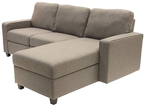 Serta Palisades Reclining Sectional Sofa with Right Chaise, Small Couch with Built-In Storage, Low-Maintenance & Family-Friendly Fabric, Oatmeal