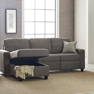 Serta Palisades Reclining Sectional Sofa with Left Storage Chaise, Small Couch with Built-In Storage, Low-Maintenance & Family-Friendly Fabric, Gray