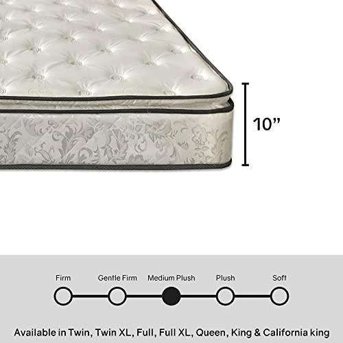 Continental Sleep 10-Inch Medium Plush Pillowtop Innerspring Mattress, Full XL, Beige