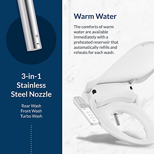 Bio Bidet Slim ONE Smart Toilet Seat in Elongated White with Stainless Steel Self-Cleaning Nozzle, Nightlight, Turbo Wash, Oscillating, and Fusion Warm Water