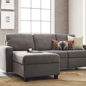 Serta Palisades Reclining Sectional Sofa with Left Storage Chaise, Small Couch with Built-In Storage, Low-Maintenance & Family-Friendly Fabric, Gray