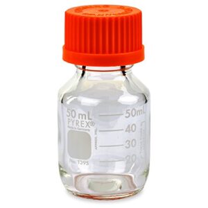 Corning PYREX 1395-50, 50mL Round Media Storage Bottles, with GL32 Screw Cap (Single)