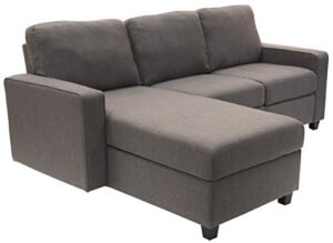 serta palisades reclining sectional sofa with left storage chaise, small couch with built-in storage, low-maintenance & family-friendly fabric, gray