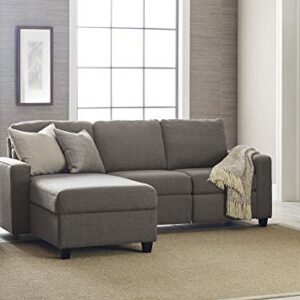 Serta Palisades Reclining Sectional Sofa with Left Storage Chaise, Small Couch with Built-In Storage, Low-Maintenance & Family-Friendly Fabric, Gray