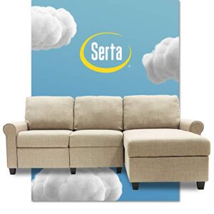 serta copenhagen reclining sofa small couch with built-in storage, low-maintenance & family-friendly fabric, right sectional, dusk beige