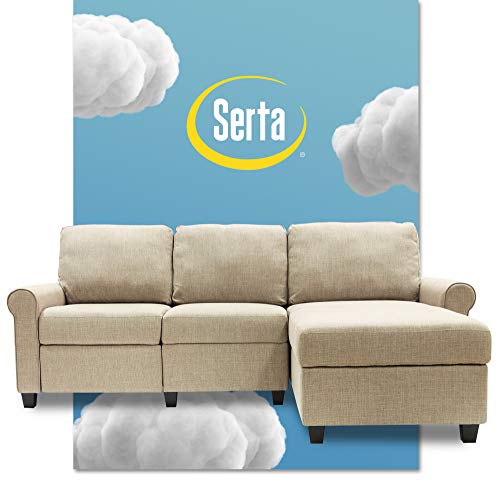 Serta Copenhagen Reclining Sofa Small Couch with Built-in Storage, Low-Maintenance & Family-Friendly Fabric, Right Sectional, Dusk Beige