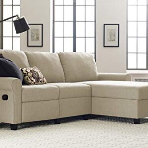 Serta Copenhagen Reclining Sofa Small Couch with Built-in Storage, Low-Maintenance & Family-Friendly Fabric, Right Sectional, Dusk Beige