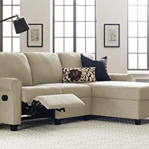 Serta Copenhagen Reclining Sofa Small Couch with Built-in Storage, Low-Maintenance & Family-Friendly Fabric, Right Sectional, Dusk Beige