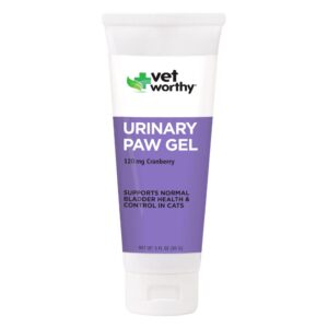 vet worthy urinary paw gel for cats - cat supplement to support healthy urinary tract and bladder health - feline supplement with cranberry extract, l-lysine and vitamin c - salmon flavor, 3oz