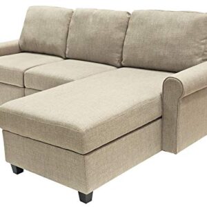 Serta Copenhagen Reclining Sofa Small Couch with Built-in Storage, Low-Maintenance & Family-Friendly Fabric, Right Sectional, Dusk Beige